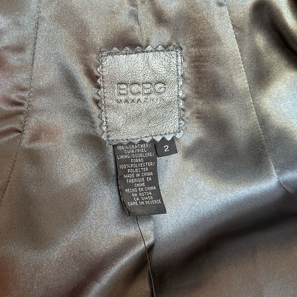 BCBGMaxAzria | Jackets & Coats | Bcbg Maxazria Y2k Silver Leather ...